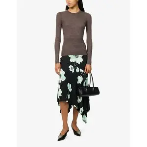 Gabriela Hearst Browning Rib Knit Cashmere-silk Top - Walnut