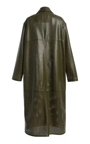 Brandon Maxwell The Beck Perforated Leather Driving Coat - Green