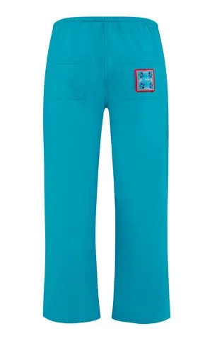 SIEDRES Terry Cotton-blend Cropped Pants - Turquoise
