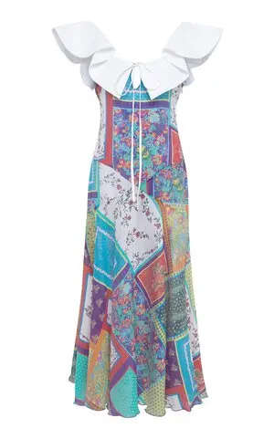 SIEDRES Caenes Patchwork-print Midi Dress