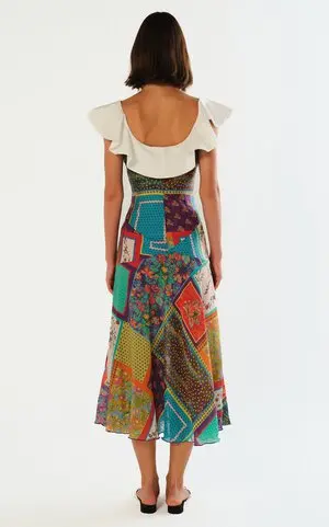 SIEDRES Caenes Patchwork-print Midi Dress