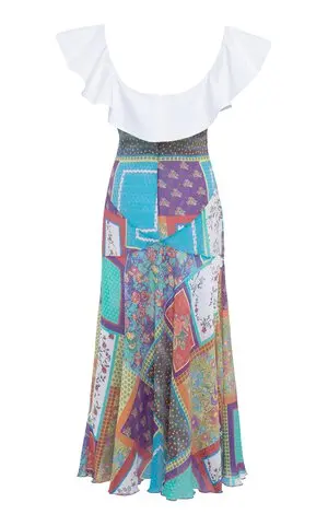 SIEDRES Caenes Patchwork-print Midi Dress