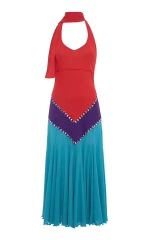 SIEDRES Raye Color-block Midi Dress