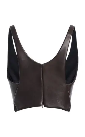 Brandon Maxwell The Alessia Leather Crop Top