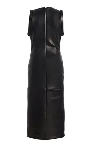Brandon Maxwell The Gia Plunged Leather Midi Dress
