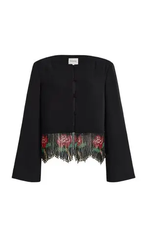 Posse Exclusive Rosanna Embellished Crepe Top - Black