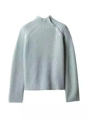 Maison Kitsuné Ribbed-knit Button-shoulder Sweater