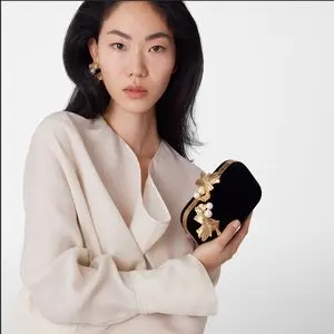 JIMMY CHOO Cloud Velvet Clutch Bag With Wave Pearl Closure