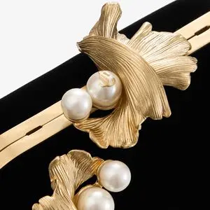 JIMMY CHOO Cloud Velvet Clutch Bag With Wave Pearl Closure