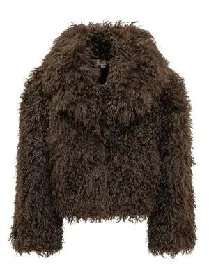 Michael Kors Cropped Faux Fur Peacoat - Chocolate