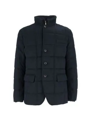 FAY Quilted Button-front Puffer Jacket - Navy