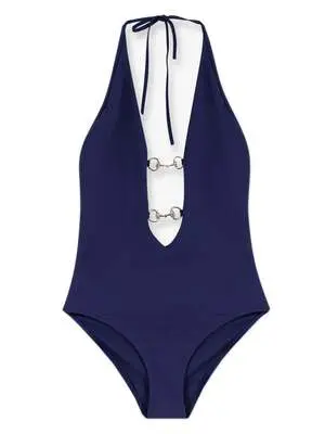 Gucci Horsebit V-neck Mini Tie-neck Top