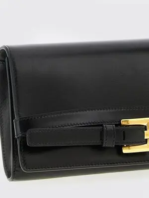 Balmain Smooth Leather Mini Top Handle Bag With Pb Monogram And Removable Strap
