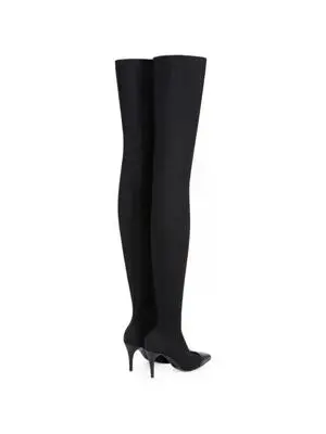 COURREGES Leather-cap Thigh-high Boots - Black