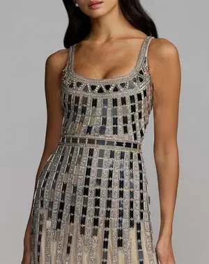 MAC DUGGAL COLLECTION Mirror Embellished Sleeveless Evening Gown