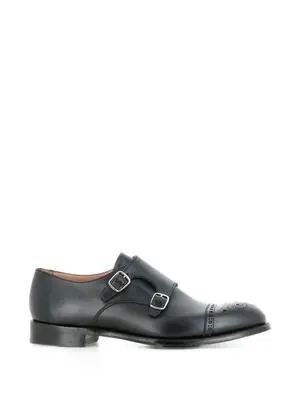 CHEANEY Brogue Double-strap Monk Shoes - Black
