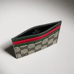 Gucci Card Case With Web Card Slots Original Gg Fabric