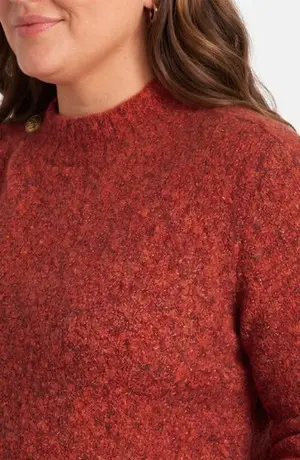 LIVERPOOL Mock Neck Bouclé Sweater With Button Detail