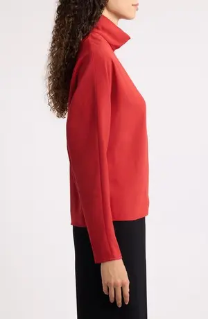 Mango Fresa Mock Neck Top - Red