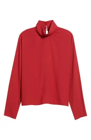Mango Fresa Mock Neck Top - Red