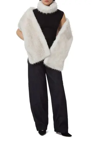 Apparis Dame Faux Fur Wrap - Blanc Multi