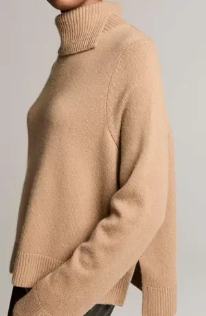 Vince Swing Turtleneck Slit Wool & Cashmere Sweater