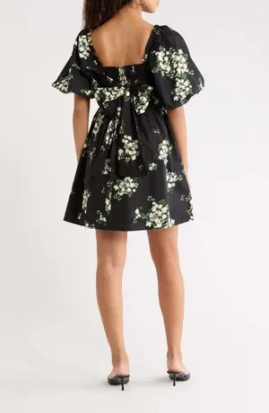 SUGARLIPS Emery Floral Print Puff Sleeve Dress