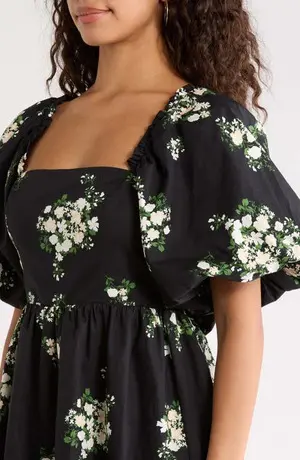 SUGARLIPS Emery Floral Print Puff Sleeve Dress