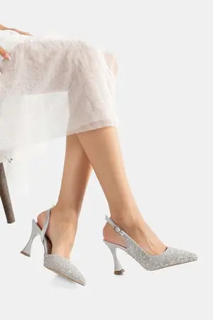 FOREVER & ALWAYS SHOES Avery Embellished Pointed Toe Pump - Silver