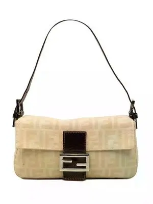 Fendi 20th Century Zucca Canvas Baguette Shoulder Bag - Neutrals