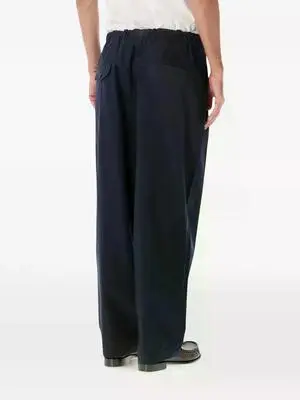 Comme Des Garçons Belted Pleated Cotton Trousers - Blue