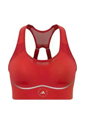 Adidas By Stella McCartney X Mesh-panelled Logo-print Sports Bra - Red