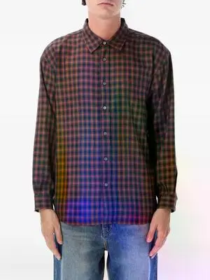 DUNST Check-print Long-sleeve Shirt - Brown