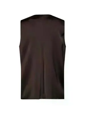 BLANCA VITA V-neck Sleeveless Blouse - Brown