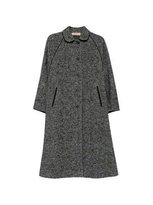 N°21 Herringbone-pattern Coat - Black