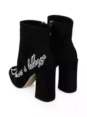 Dolce & Gabbana Embroidered Suede Ankle Boots