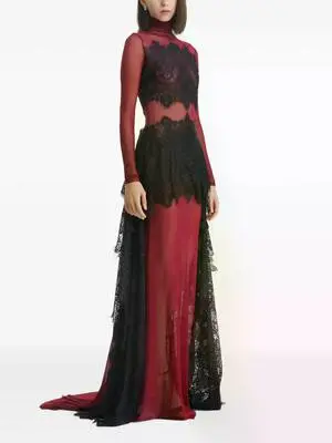 2310 STUDIO Lace-panelled Semi-sheer Maxi Dress