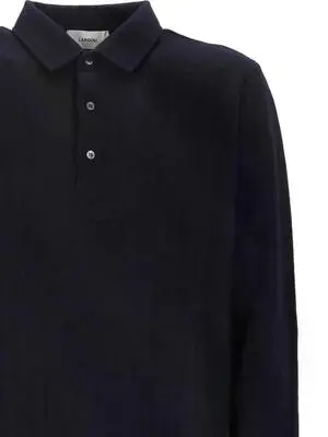 LARDINI Ribbed-knit Cashmere Polo Shirt - Blue