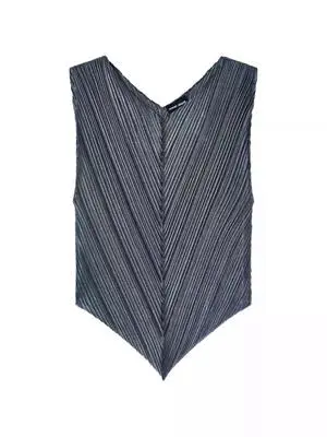Giorgio Armani Plissé-effect V-neck Top - Grey