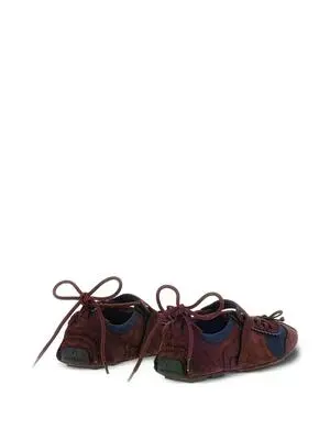 SHUSHU/TONG Scalloped-edge Mesh-panel Ballet Sneakers - Red