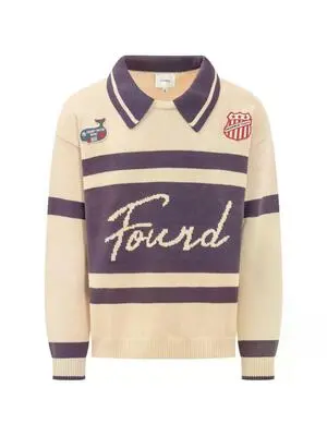 FOUND Logo-patch Striped Sweater - Neutrals