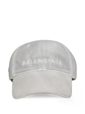Balenciaga Logo-embroidered Cotton Cap - Grey