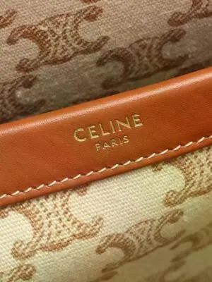 Celine 2000-2026 Large Canvas Triomphe Striped Cabas Thais Tote Bag - Neutrals