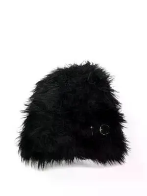 THUG CLUB Faux-fur Tc Logo-plaque Beanie Hat - Black