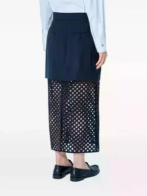 Max Mara Cut-out Overlay Woold Midi Skirt