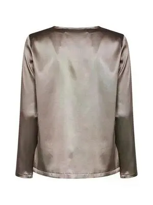 BLANCA VITA Raw-edge Long-sleeve Blouse