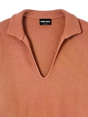 Giorgio Armani Waffle-knit V-neck Sweatshirt - Orange