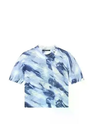 Armani Exchange Abstract-print Short-sleeve Sweater