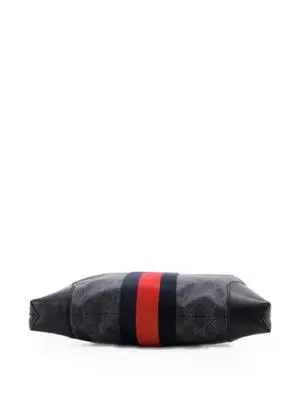 Gucci Web Zip Flat Messenger Gg Coated Canvas Medium Crossbody Bag