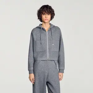 Sandro Hooded Rhinestone Cardigan